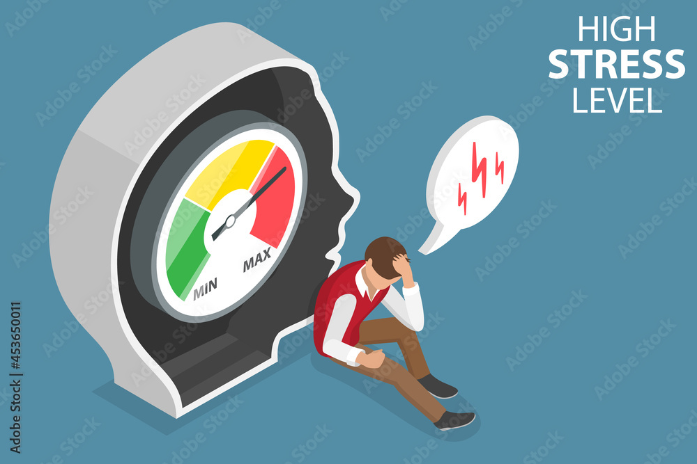 3D Isometric Flat Vector Conceptual Illustration of High Stress Level ...