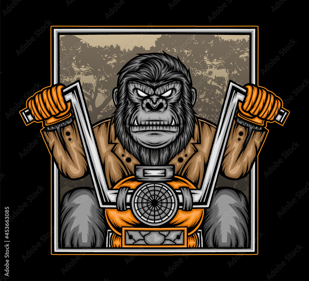 Gorilla riding motorcycle Stock Vector | Adobe Stock