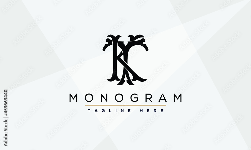 Initial based KT, TK, logo template. Unique monogram alphabet letters ...