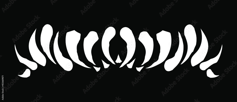 Monster teeth freehand drawing for printing on caps and t-shirts. White ...