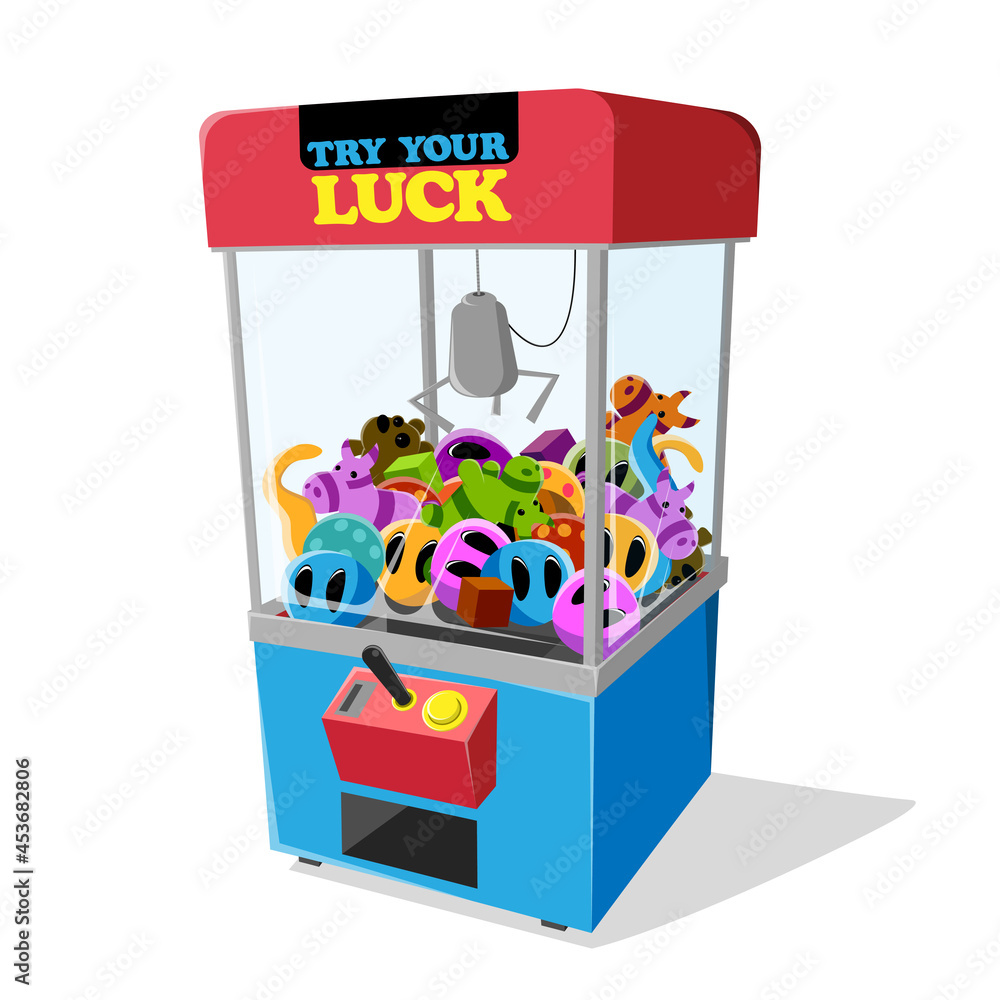 funny cartoon illustration of a funfair grabbing machine Stock Vector ...