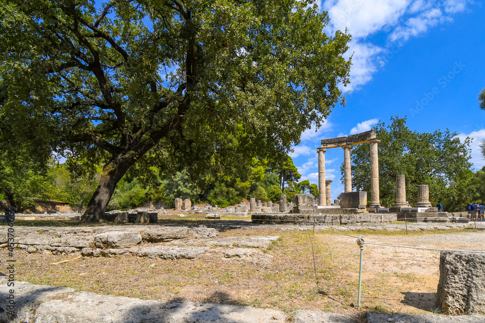 The ancient Philippeion in the Altis of Olympia, an Ionic circular ...