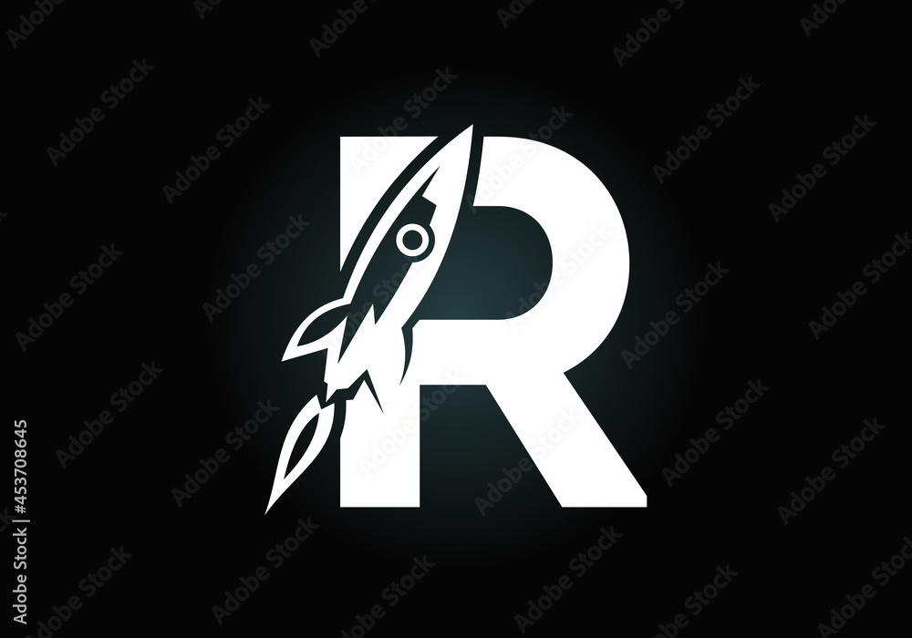Initial R monogram letter alphabet with a Rocket logo design. Rocket ...