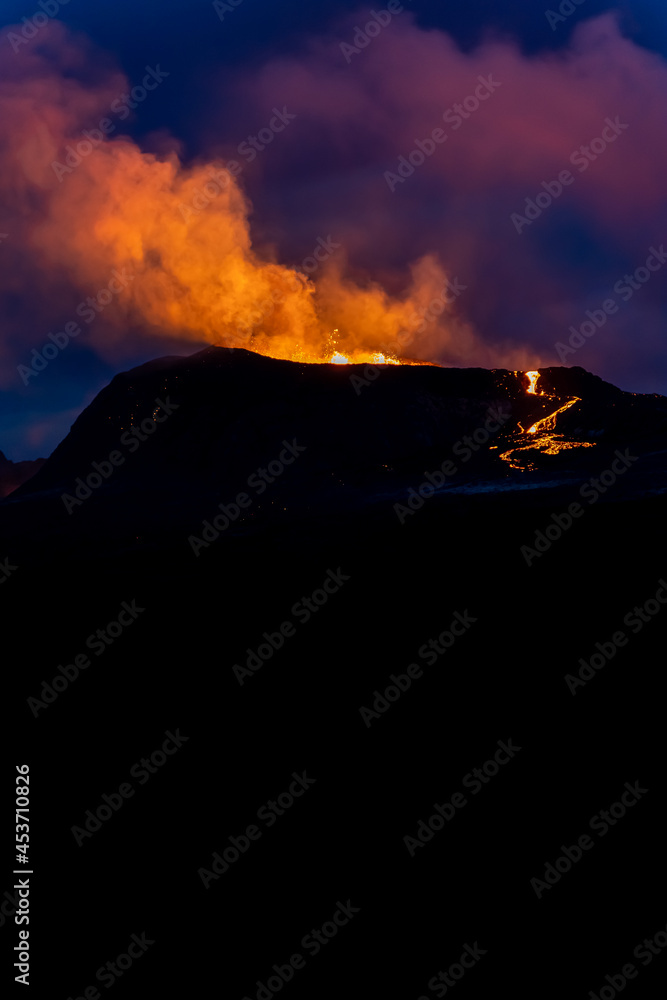 Beautiful aerial cinematic footage of the bowling lava exploding from ...