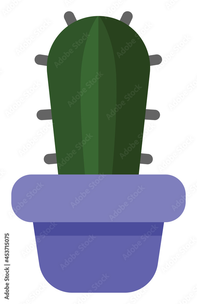 Old man cactus in a purple pot, icon illustration, vector on white ...