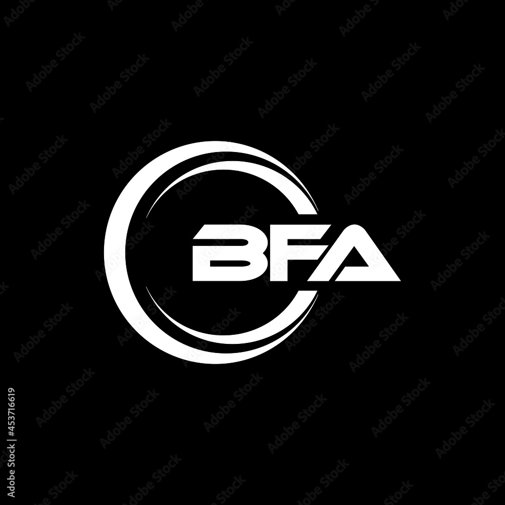 BFA letter logo design with black background in illustrator, vector ...