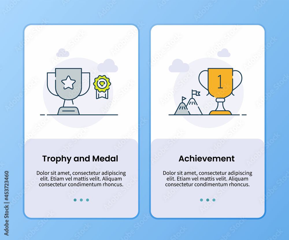 trophy and medal achievement for on boarding template for mobile ui ...