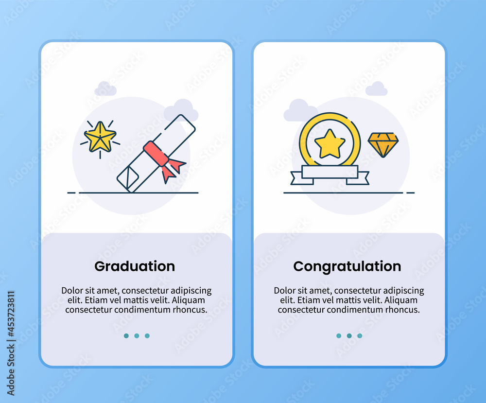 graduation and congratulation on boarding template for mobile ui user ...