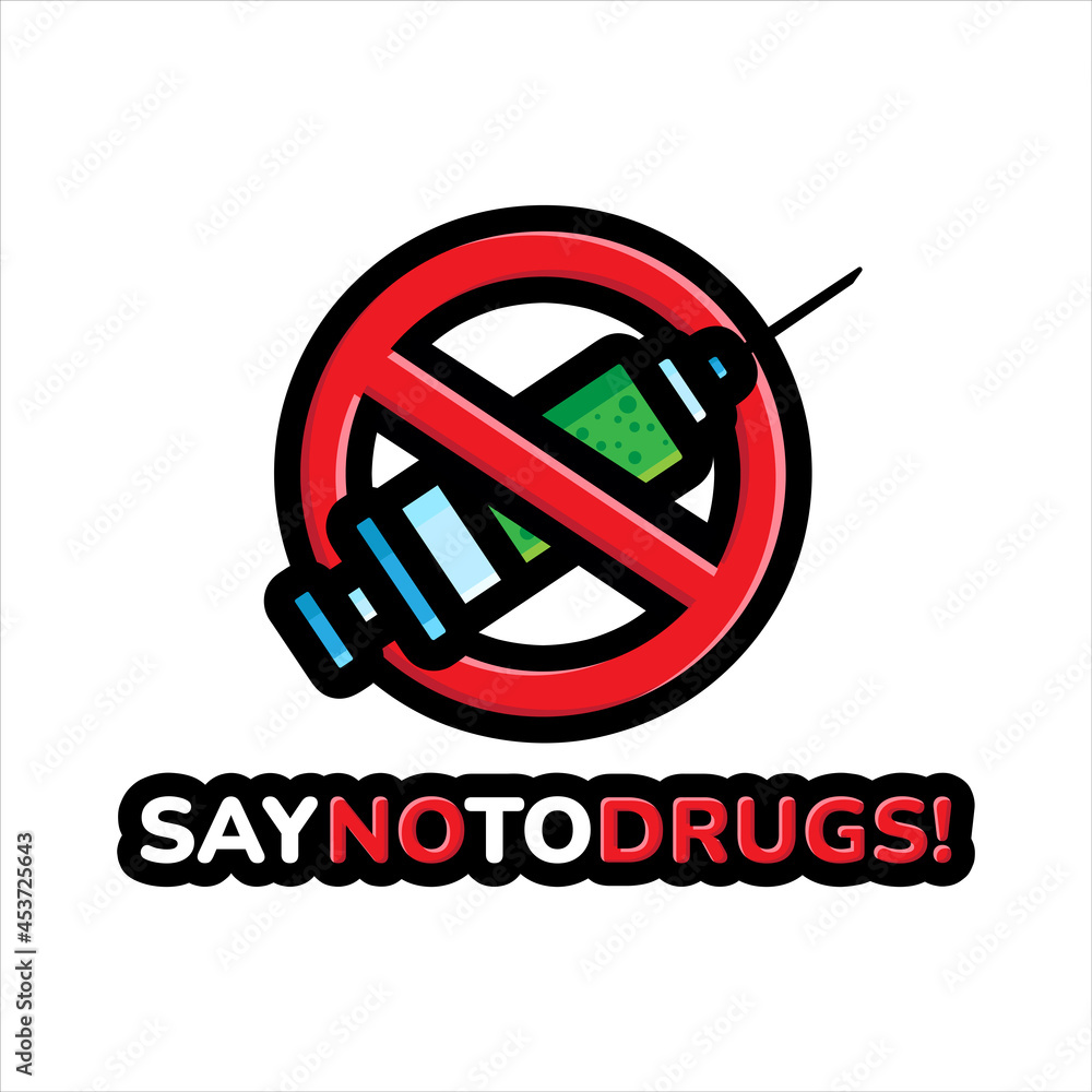 no drug injection sign vector design with text say no to drugs Stock ...