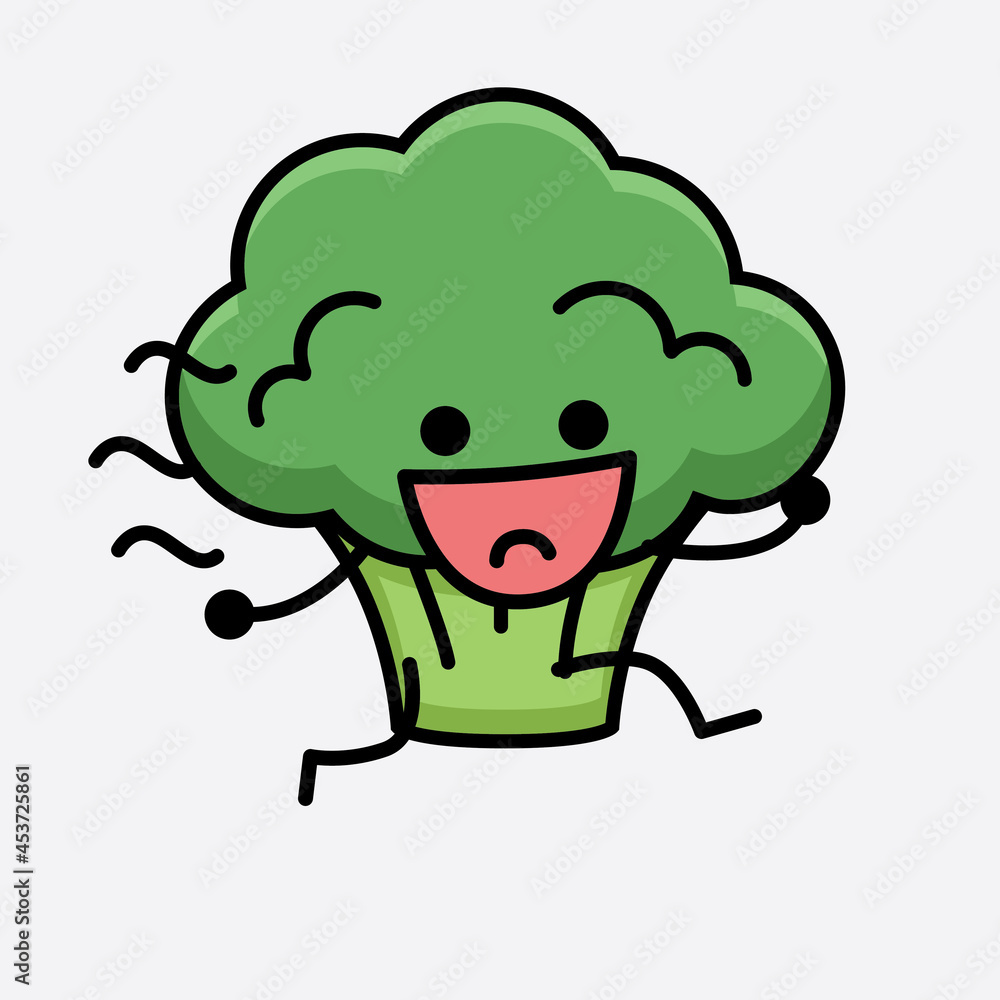 Vector Illustration of Broccoli Character Mascot Stock Vector | Adobe Stock