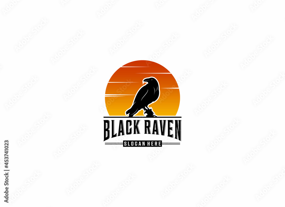 black raven logo template in white background Stock Vector | Adobe Stock