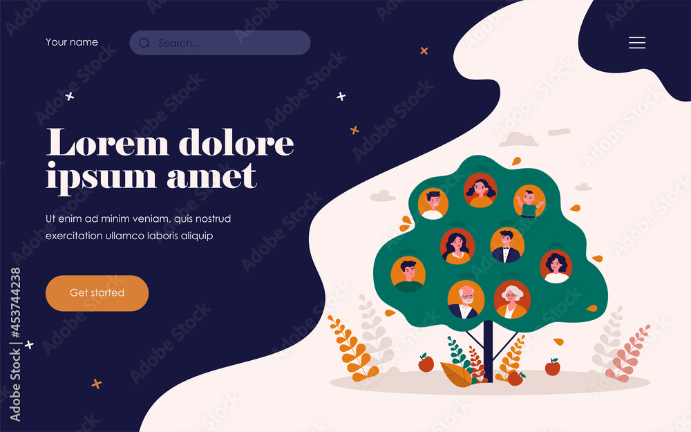 People genealogical heritage isolated flat vector illustration. Cartoon ...