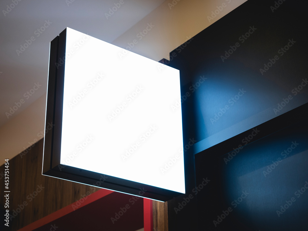 Mock up square signage light box shop logo design template Stock Photo ...