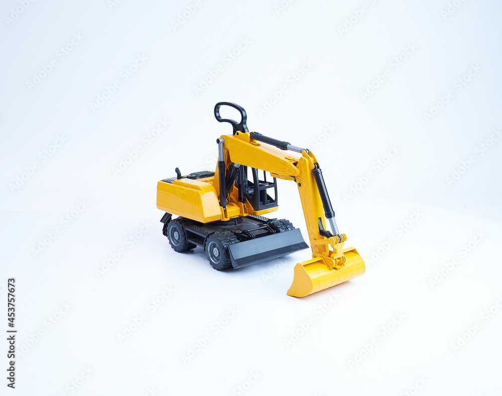 Excavator crawler loader model on white background. Back side view ...