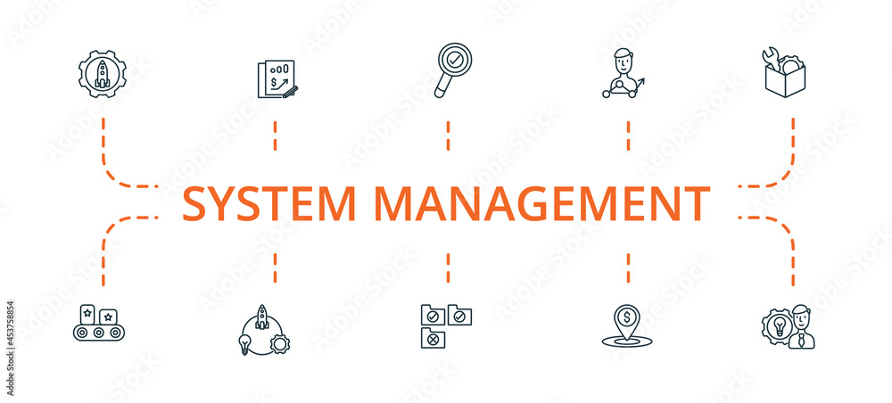System Management icon set. Contains editable icons theme such as ...
