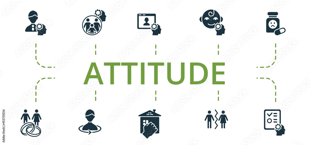 Vetor de Attitude icon set. Contains editable icons theme such as ...