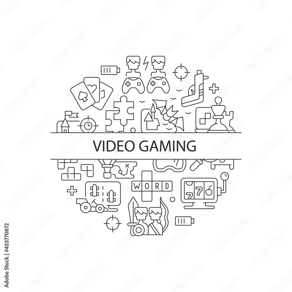 Video game abstract linear concept layout with headline. Gamers and ...