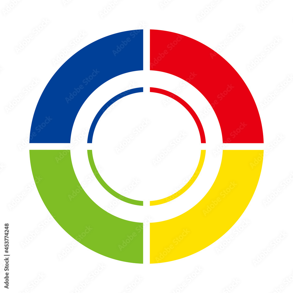 Infographics. Pie chart divided into 4 parts, charts, illustrations ...