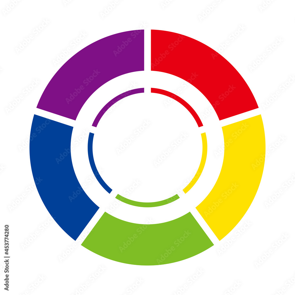 Infographics. Pie chart divided into 5 parts, charts, illustrations ...