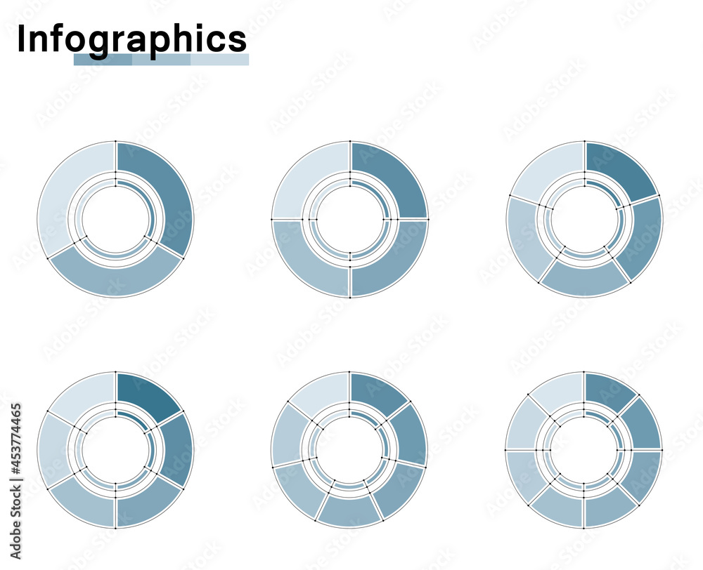 Vecteur Stock Infographics. Chart chart of pie chart divided into 3-8 ...