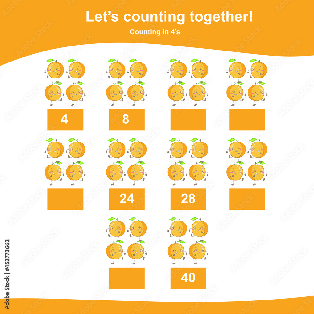 Counting Apricots for children. Fruit Counting Math Worksheet. Counting ...