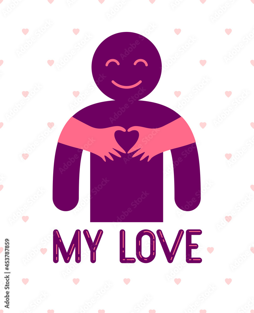 Love arms hugging lover and shows heart shape gesture hands, lover ...