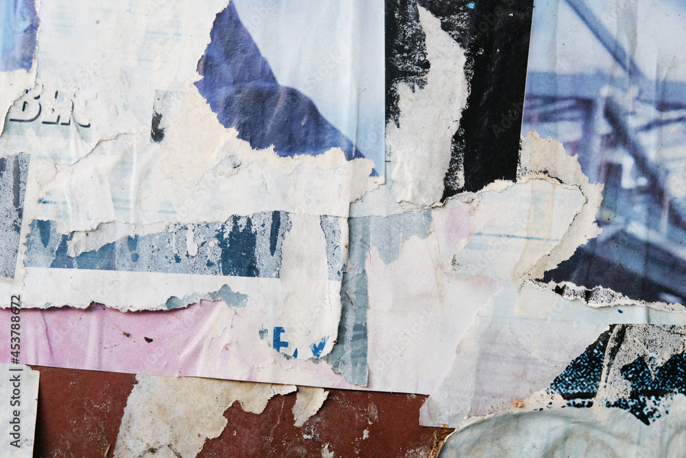 Torn poster background. Abstract retro texture. Vintage urban street ...