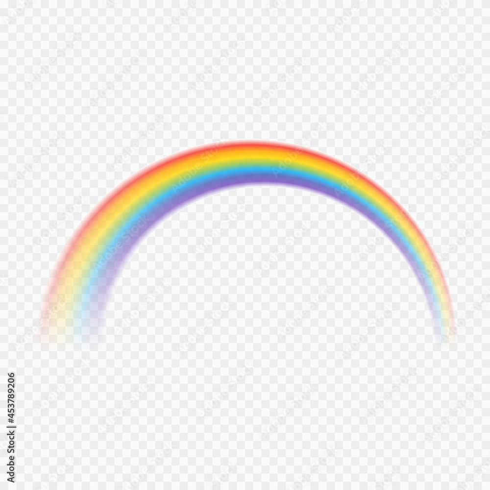Realistic colorful rainbow. Transparent rainbows. Vivid rainbow with ...