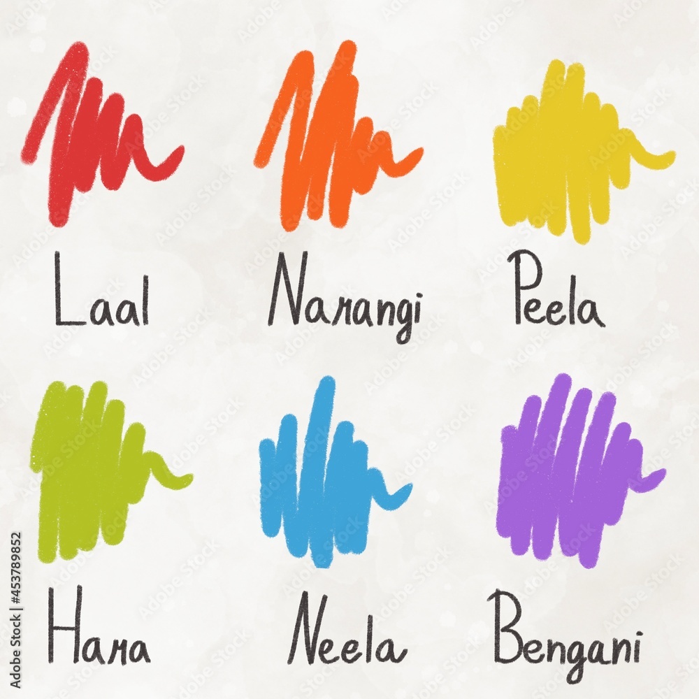 Learn Online vocabulary कलर्स Latin alphabet . Hindi color words. Red ...