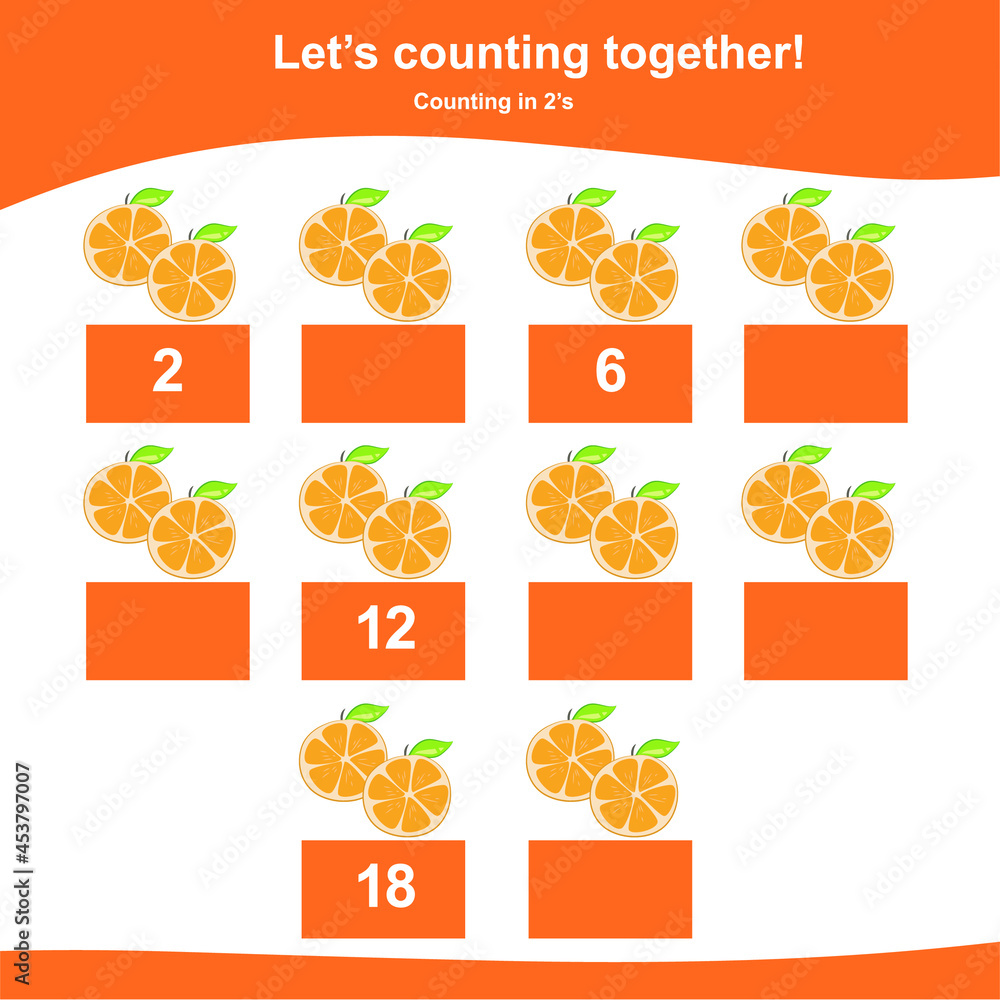 Counting Oranges for children. Fruit Counting Math Worksheet. Counting ...