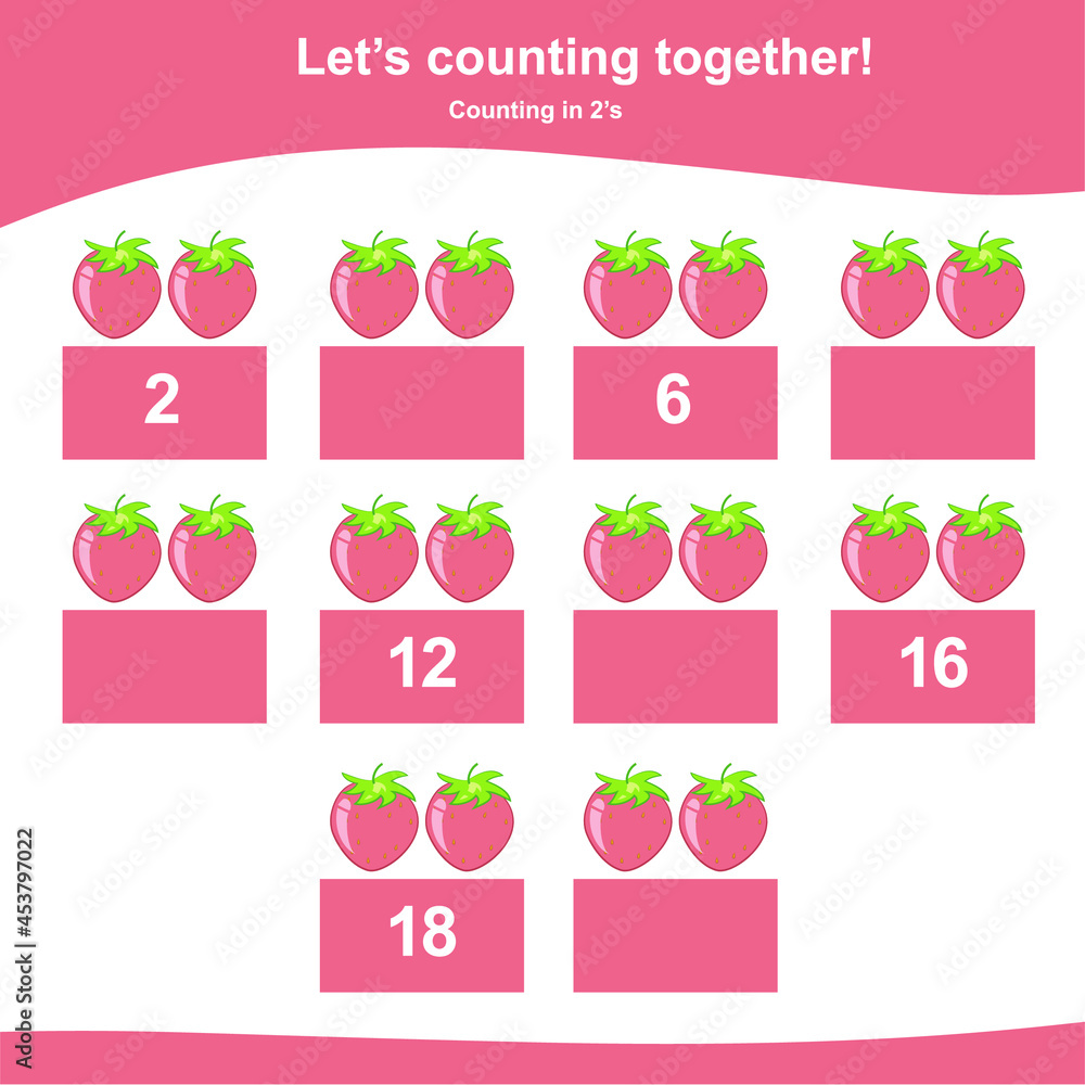 Vetor de Counting strawberry for children. Fruit Counting Math ...