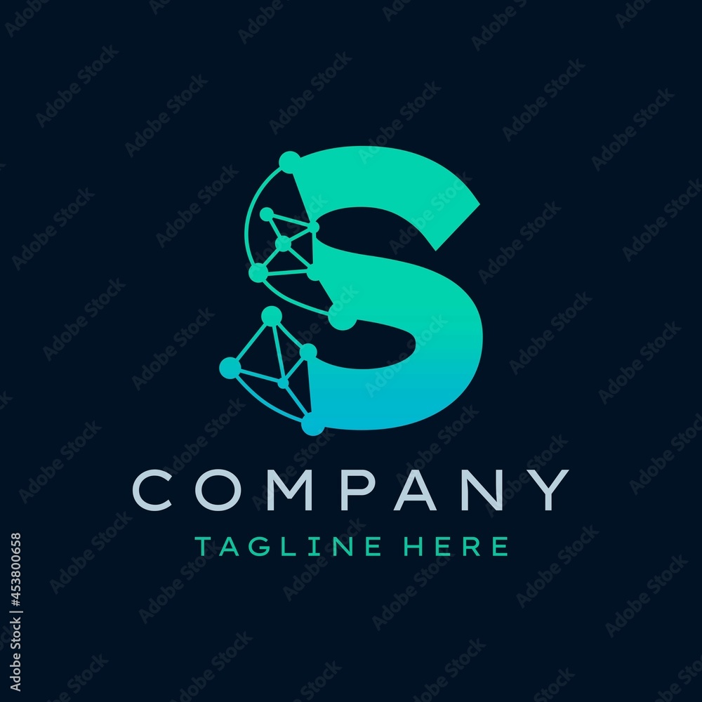 Letter S Molecule Logo, Bio tech Connect Dots Science Technology Logo ...