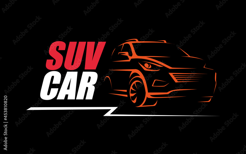 modern suv logo template, offroader car stylized vector silhouette on ...