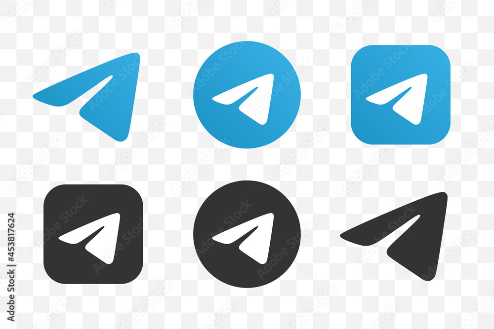 Telegram logo collection in different style on a transparent background ...