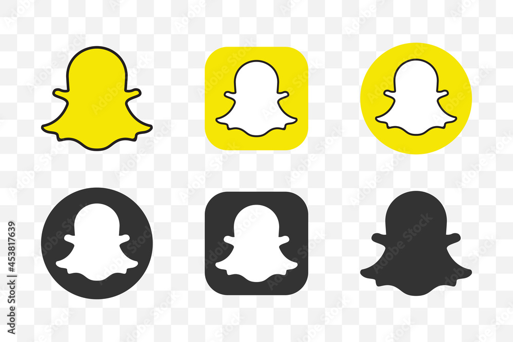 Snapchat logo collection in different style on a transparent background ...