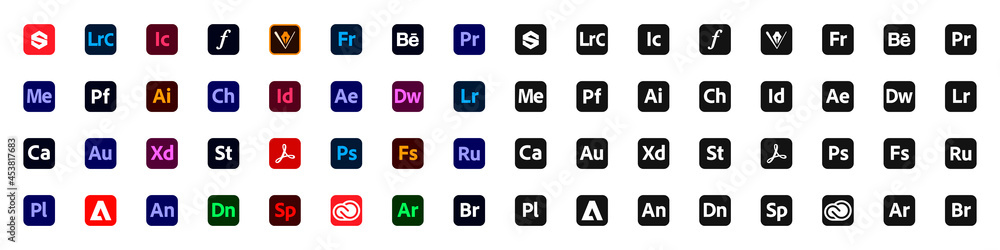 Adobe products icon collection. Set of Adobe logo Stock Vector | Adobe ...