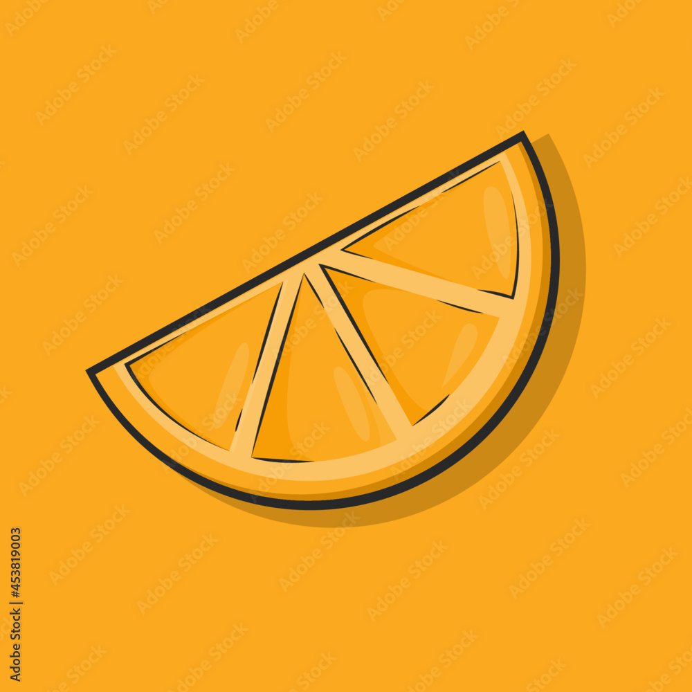 orange slice, half cut orange and front view of cut ripe orange. vector ...