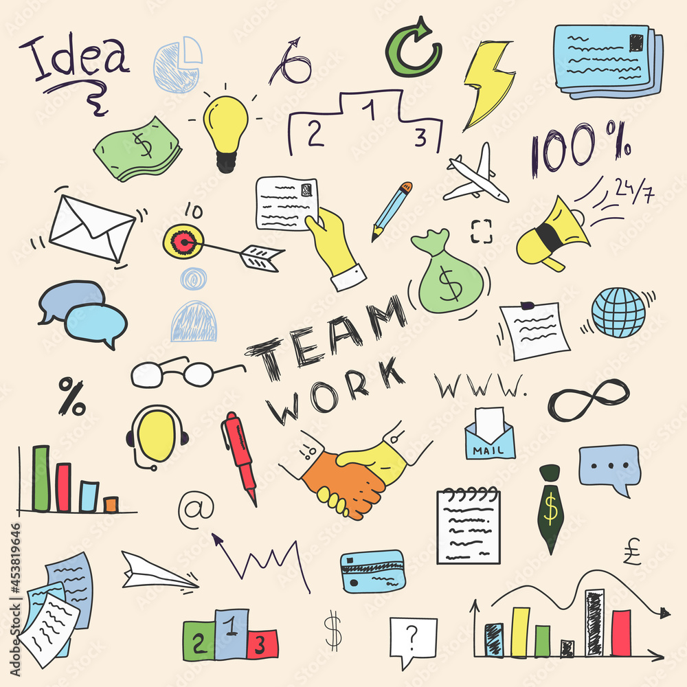 Icon business in doodle hand drawn style. Stock Illustration | Adobe Stock