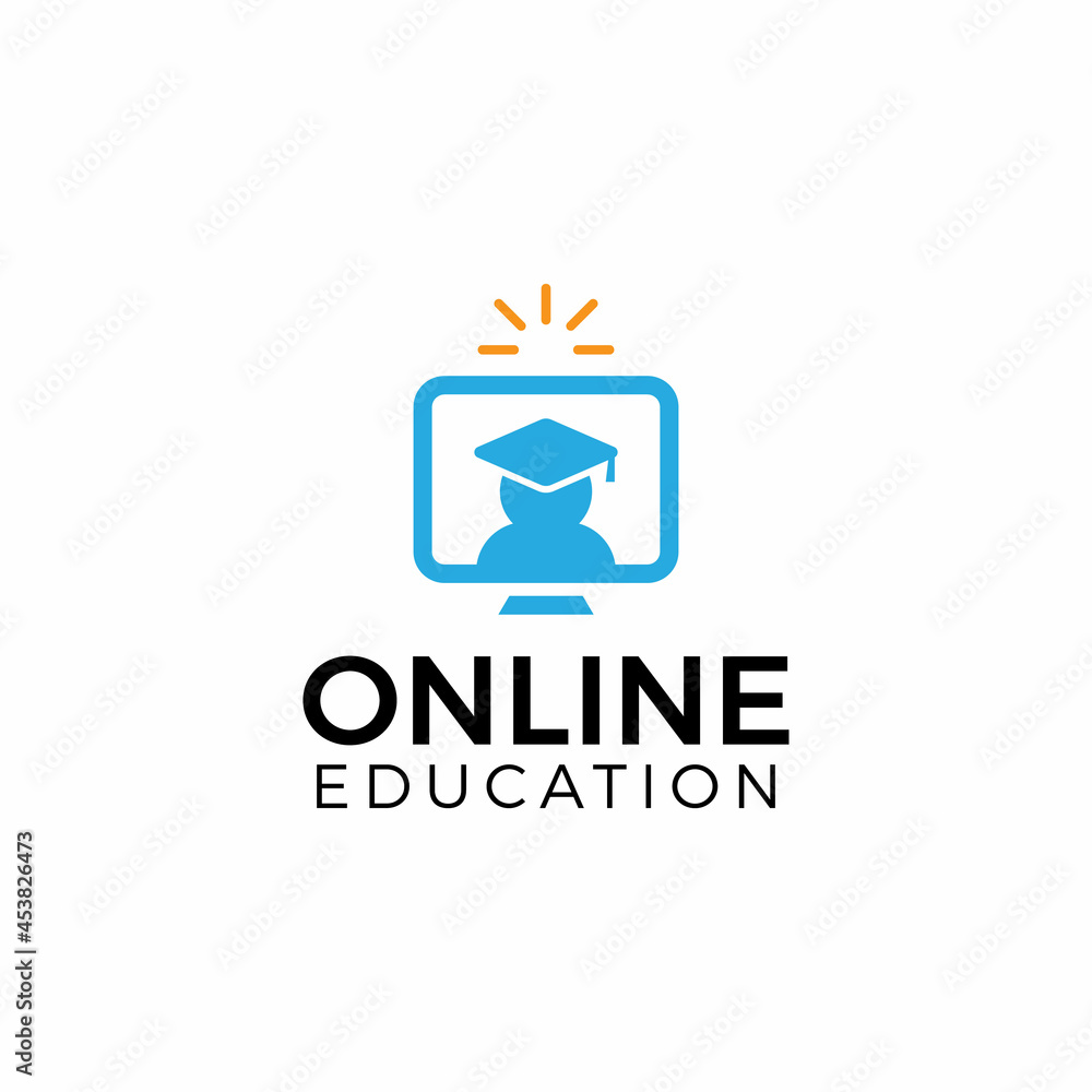 Online education logo vector. E-learning. Stock Vector | Adobe Stock