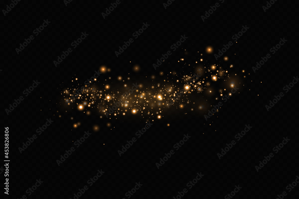 Gold particles. Light effect. Gold dust. background decoration. Stock ...