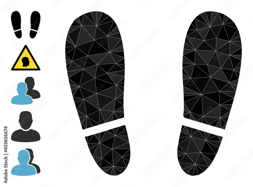 Triangle human footprints polygonal symbol illustration, and similar ...