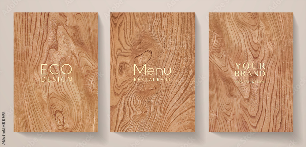 Wooden texture set (collection). Natural eco vector background with ...