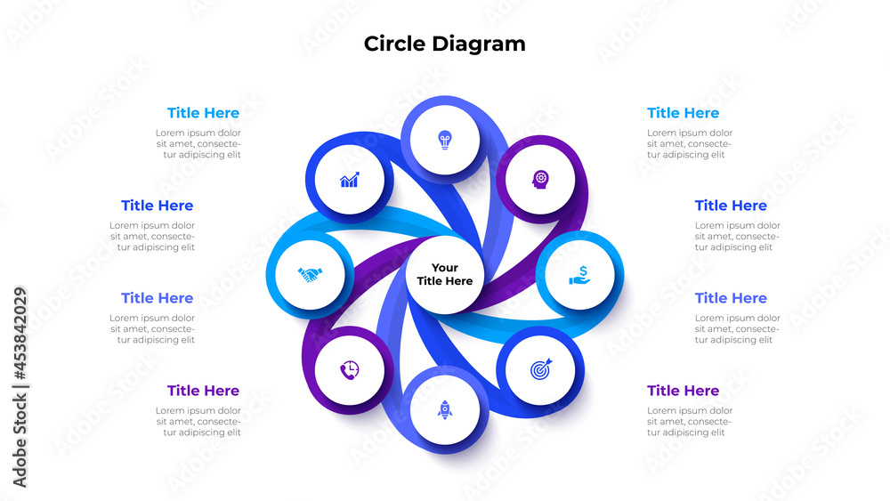 Abstract diagram divided into 8 segments. Concept of eight options of ...