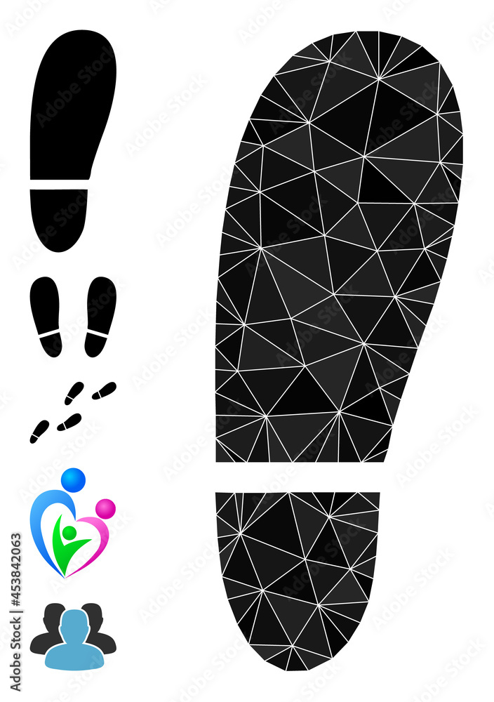 Triangle human foot print polygonal symbol illustration, and similar ...