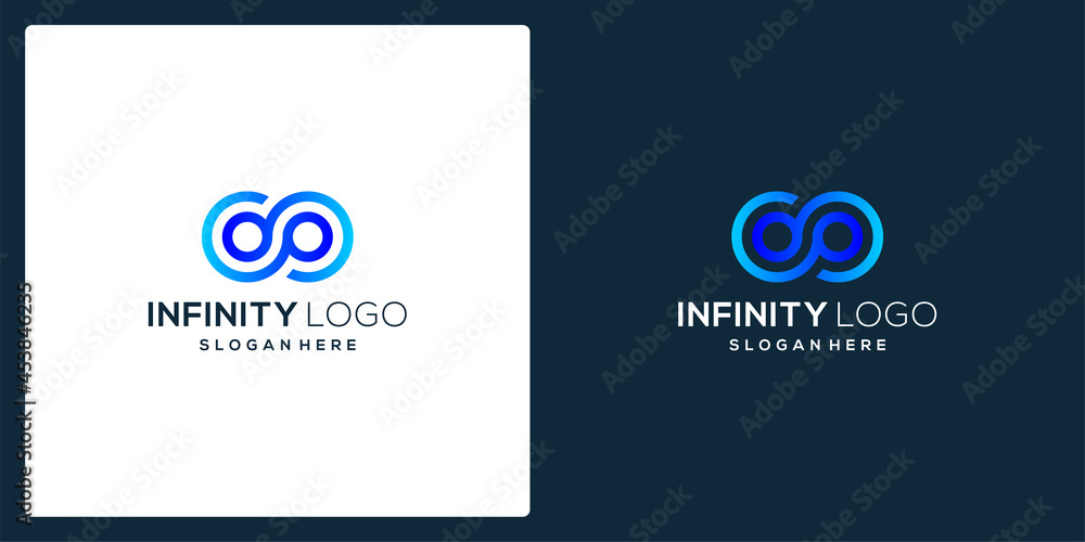 Infinity logo design template with tech model and gradient color design ...