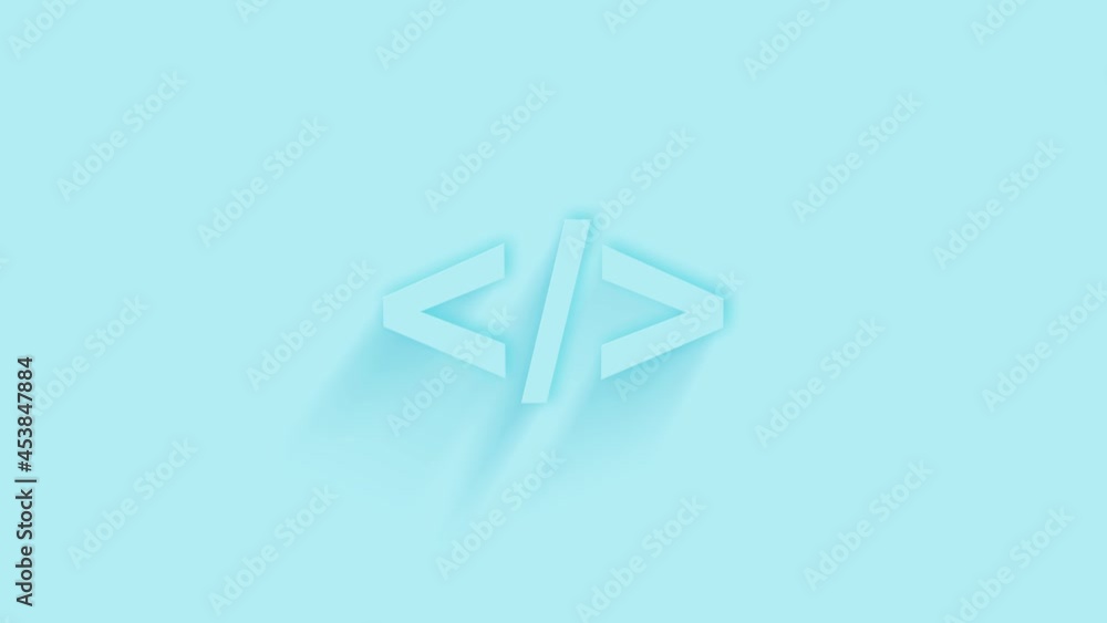 Animated Coding Code Html Programming Language Icon With Shadow On Blue Background Neumorphism