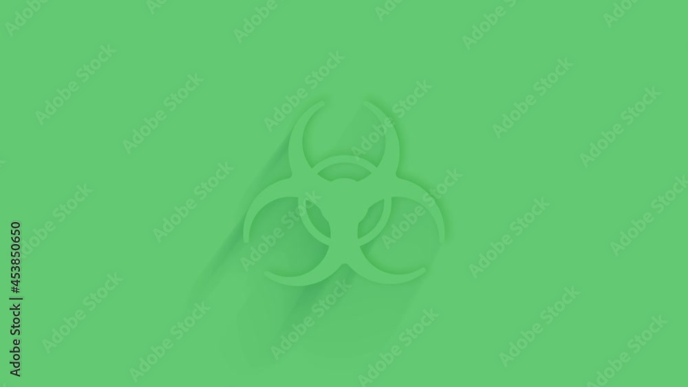 Animated biohazard symbol icon with shadow on green background ...