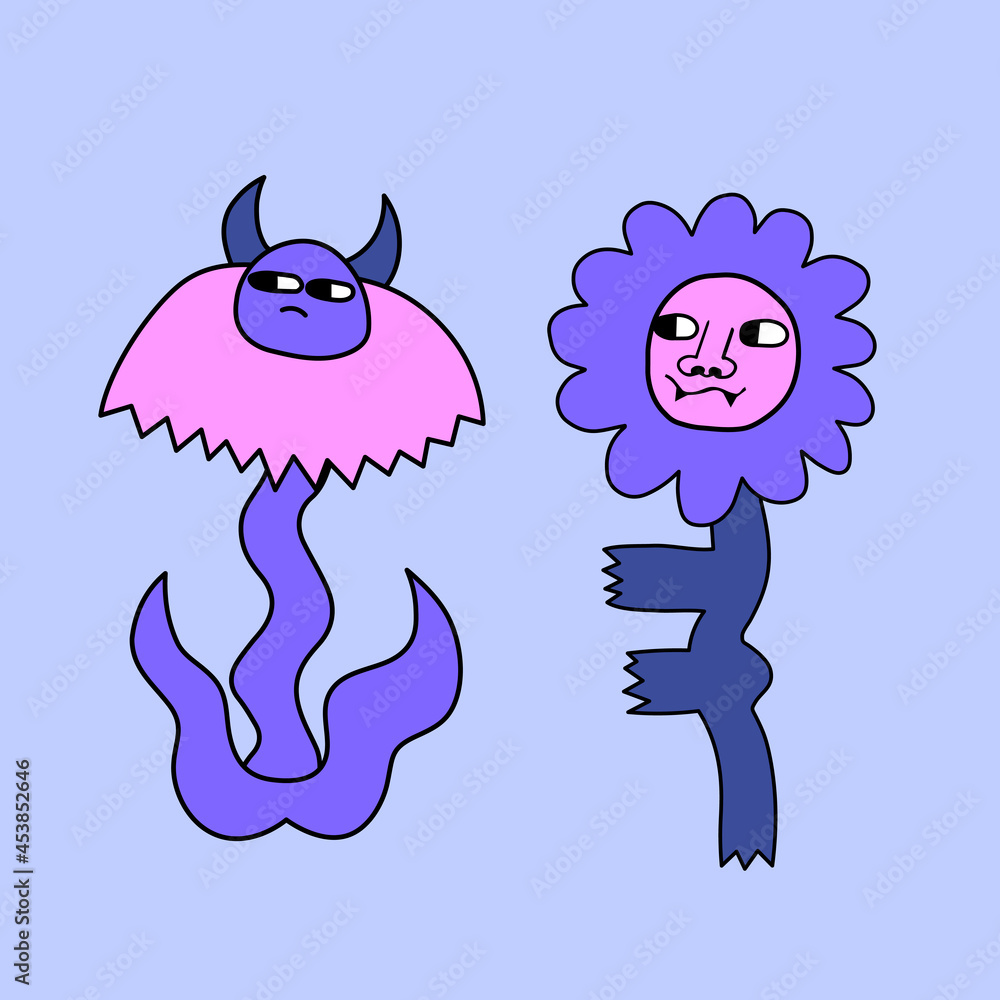 Vector zombie flowers. Halloween characters. Tattoos in the style of ...