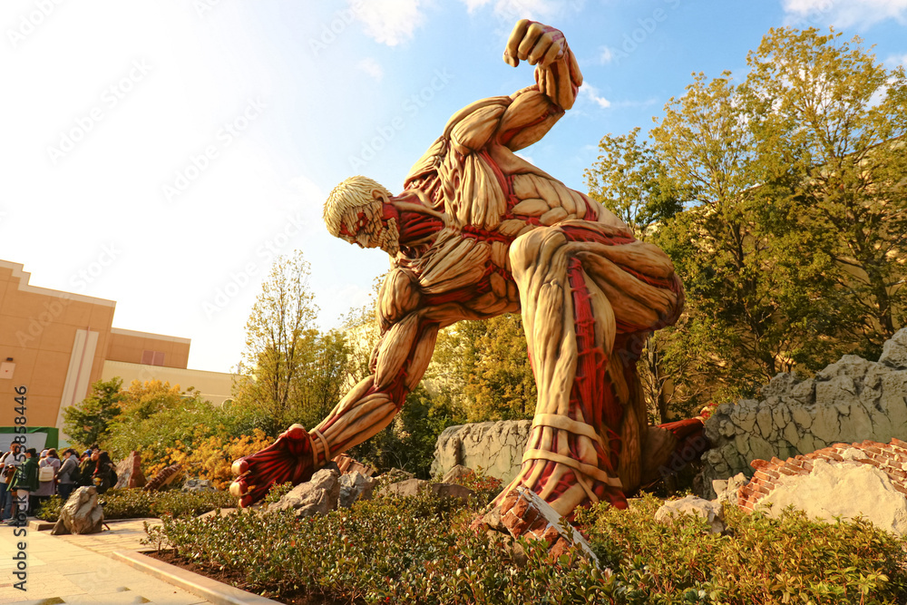 Osaka, Japan-January 21, 2017: Life-size armor giant statue, from ...