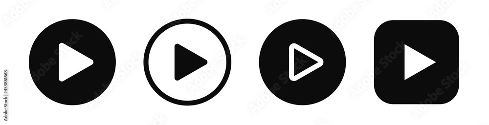 Play button icon vector set Stock Vector | Adobe Stock